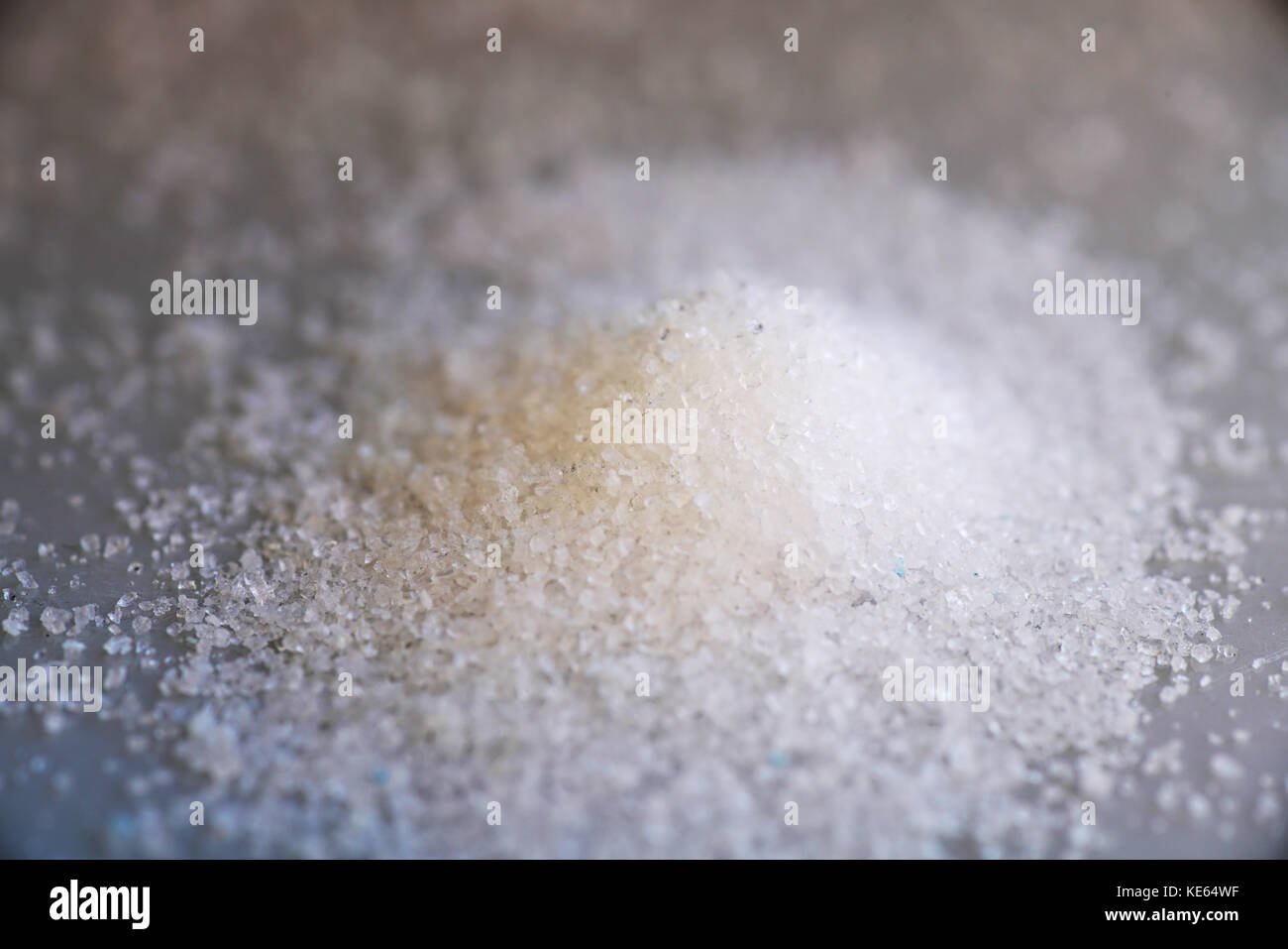 Chemical substances in close up powder from the chemical kit with macro ...