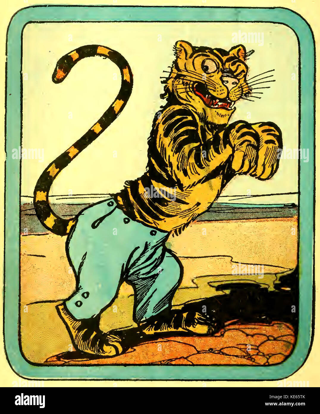 Tiger grand in blue trousers Stock Photo - Alamy