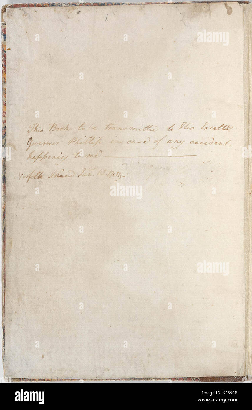 This note appears inside the front cover of a historical book or ...