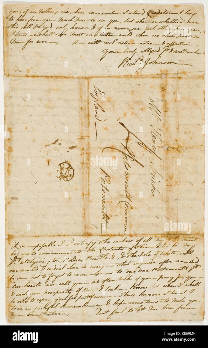866262 Letters from the Rev Richard Johnson to Henry Fricker 30 May ...