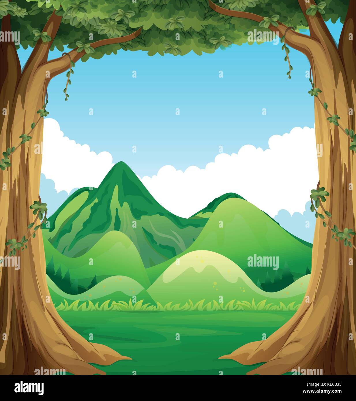 Nature scene with hills background illustration Stock Vector Image ...