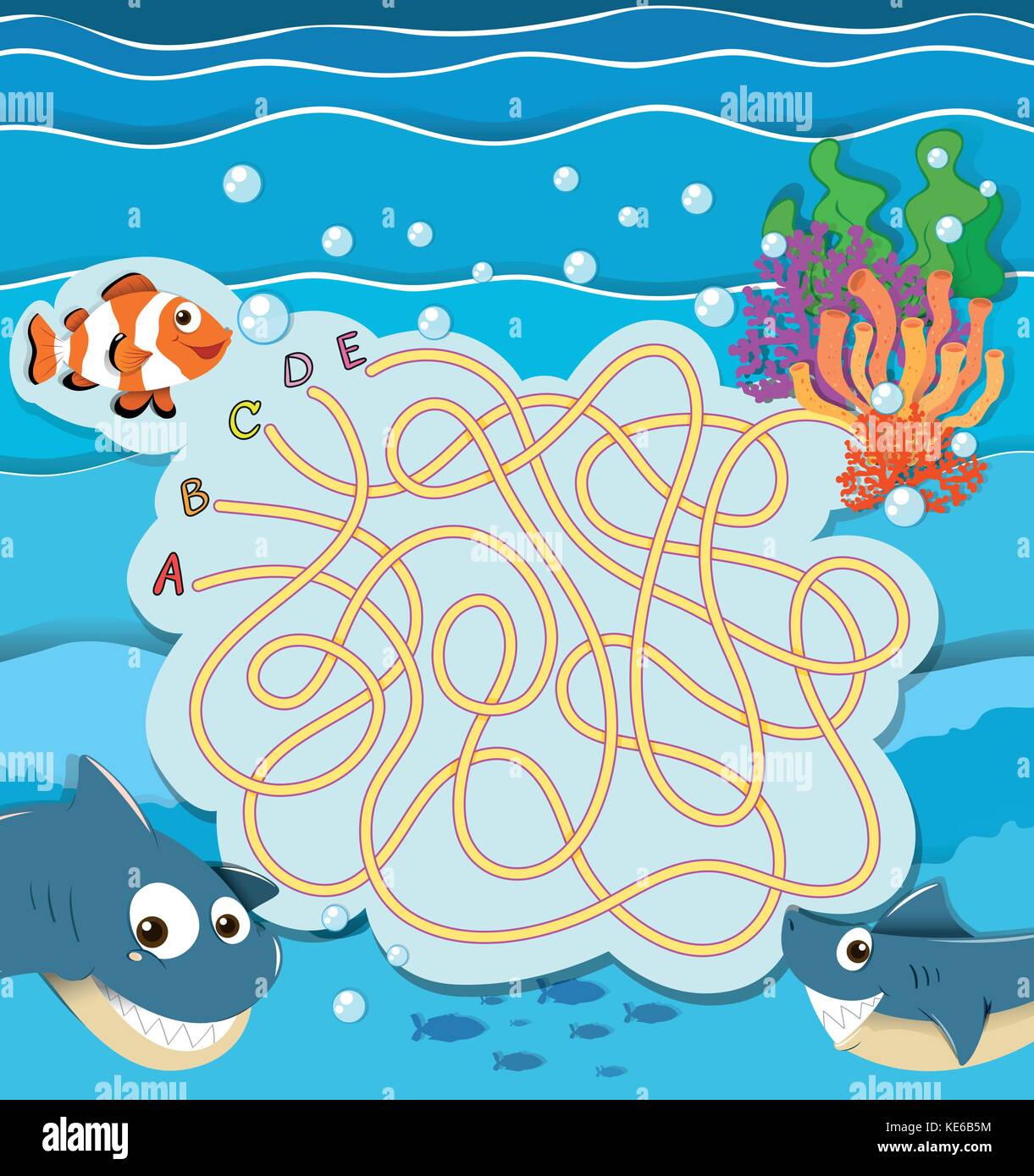 Game template with fish underwater illustration Stock Vector Image ...