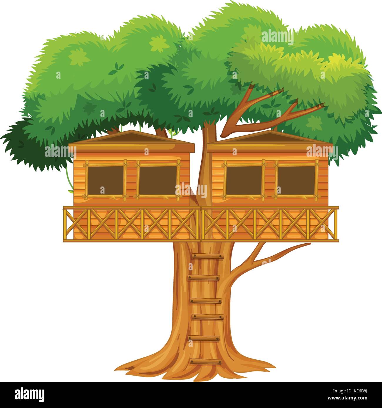 Two treehouses in the tree illustration Stock Vector Image & Art - Alamy