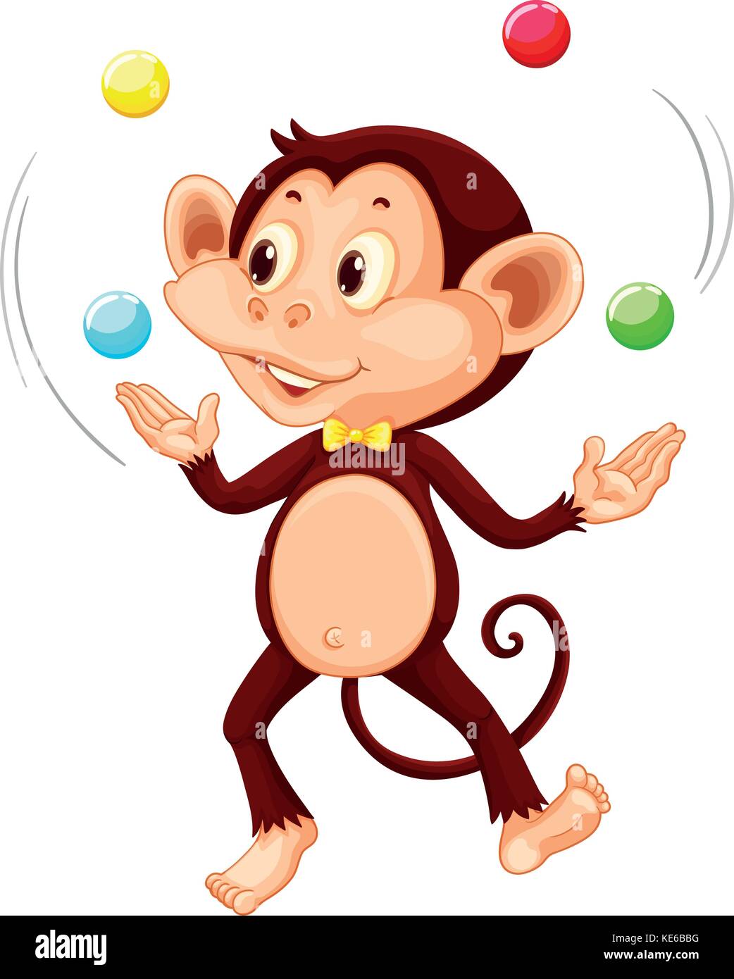 Happy monkey juggling balls illustration Stock Vector Art ...