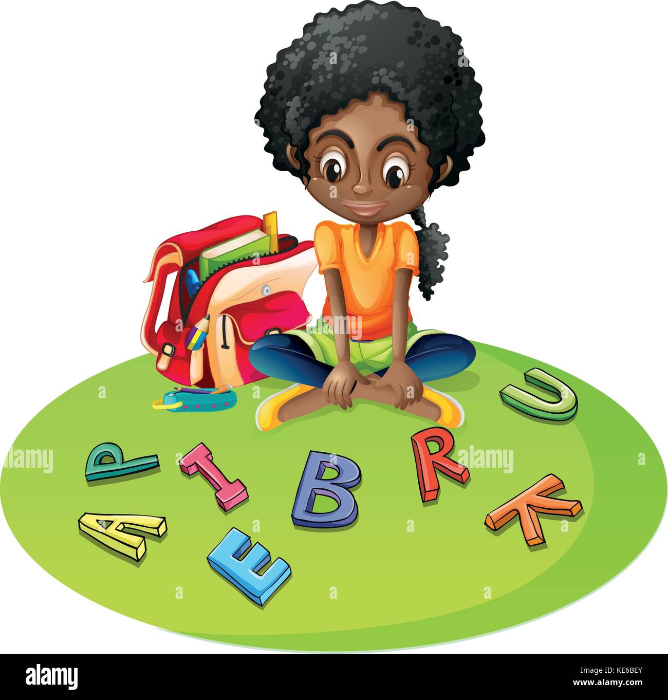 Girl with alphabet blocks illustration Stock Vector Image & Art - Alamy