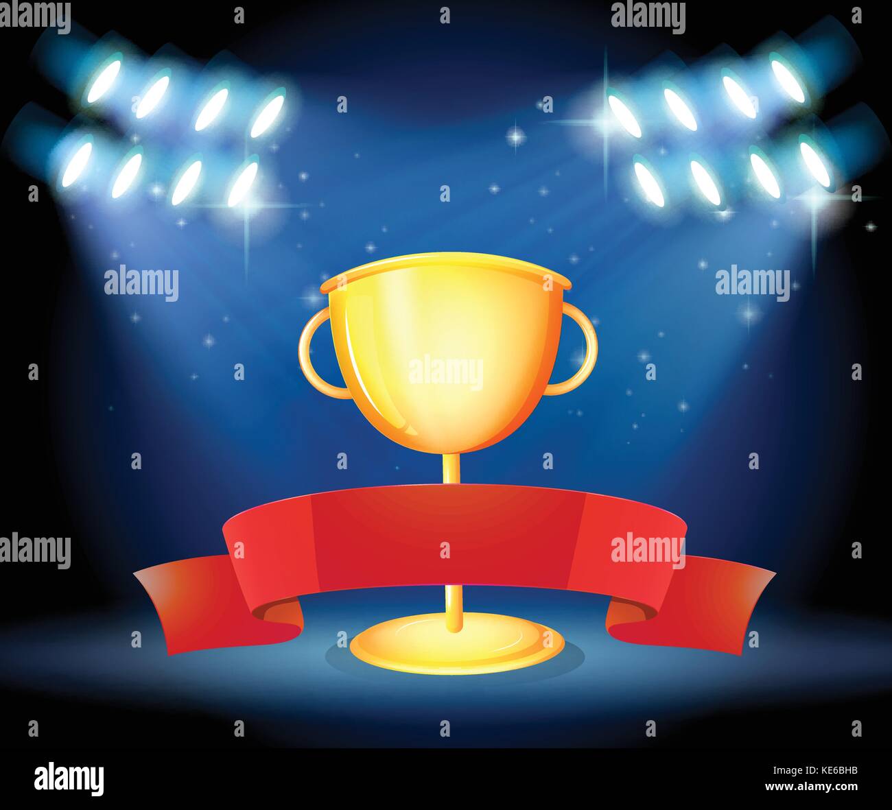 Golden trophy and red ribbon illustration Stock Vector Image & Art - Alamy