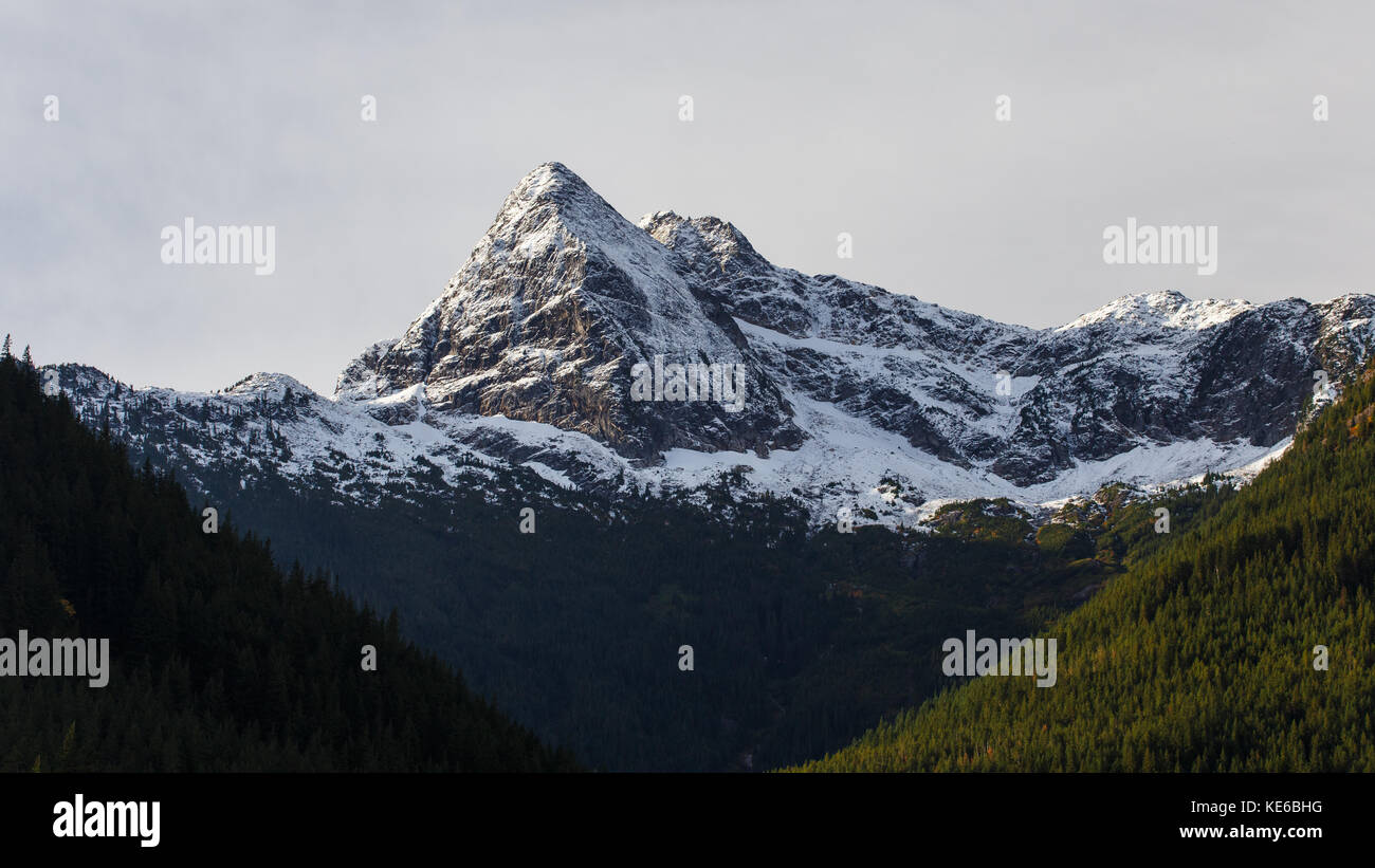 Morning view of Pyramid Peak in the Autumn Season located in the North ...