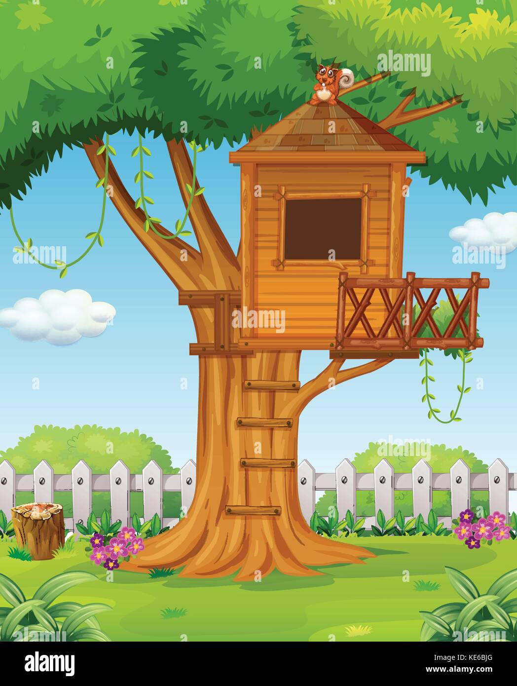 Treehouse cartoon hi-res stock photography and images - Alamy