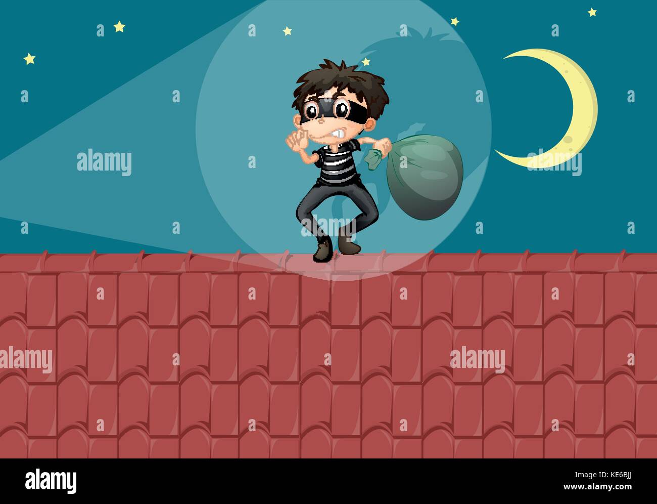 Robber breaking in the house at night illustration Stock Vector Image ...