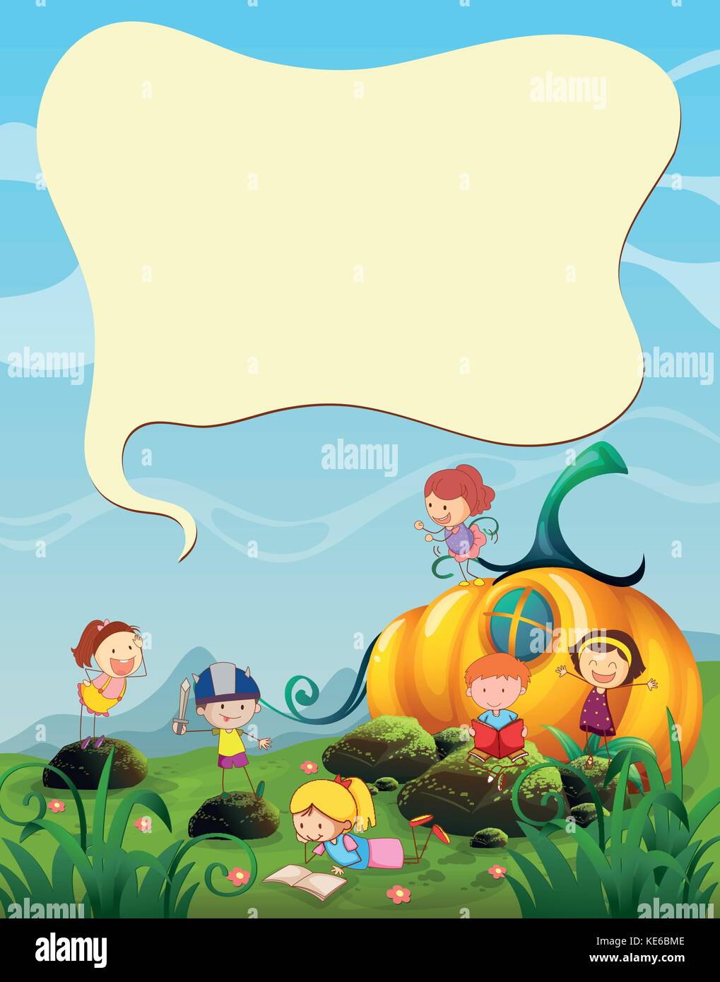 Children playing in the garden illustration Stock Vector Image & Art ...