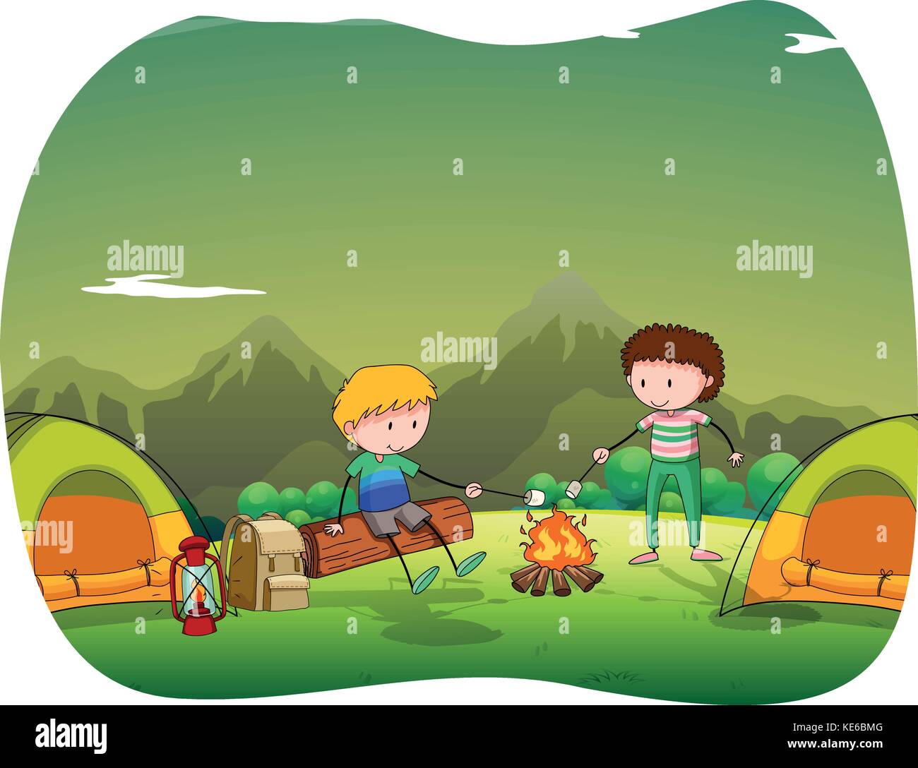 Two men camping out in the field illustration Stock Vector Image & Art ...