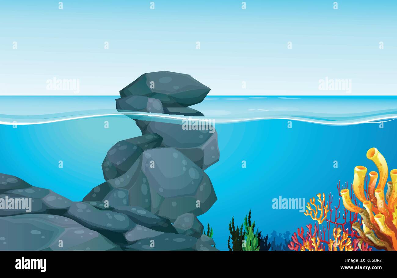 Scene with rocks under the ocean illustration Stock Vector Image & Art ...