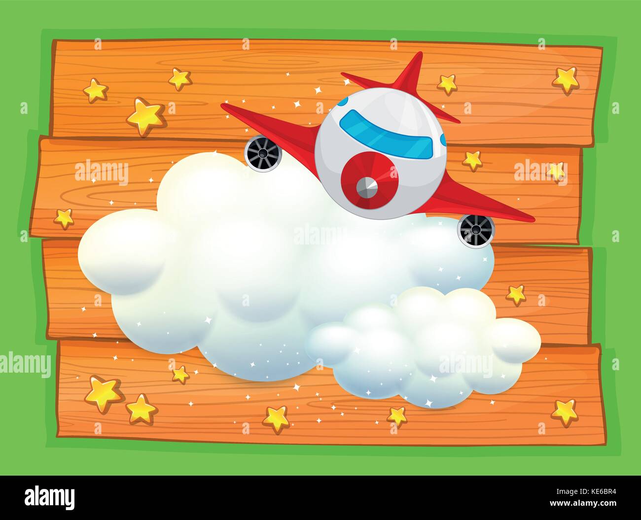 Frame design with airplane and clouds illustration Stock Vector Image ...