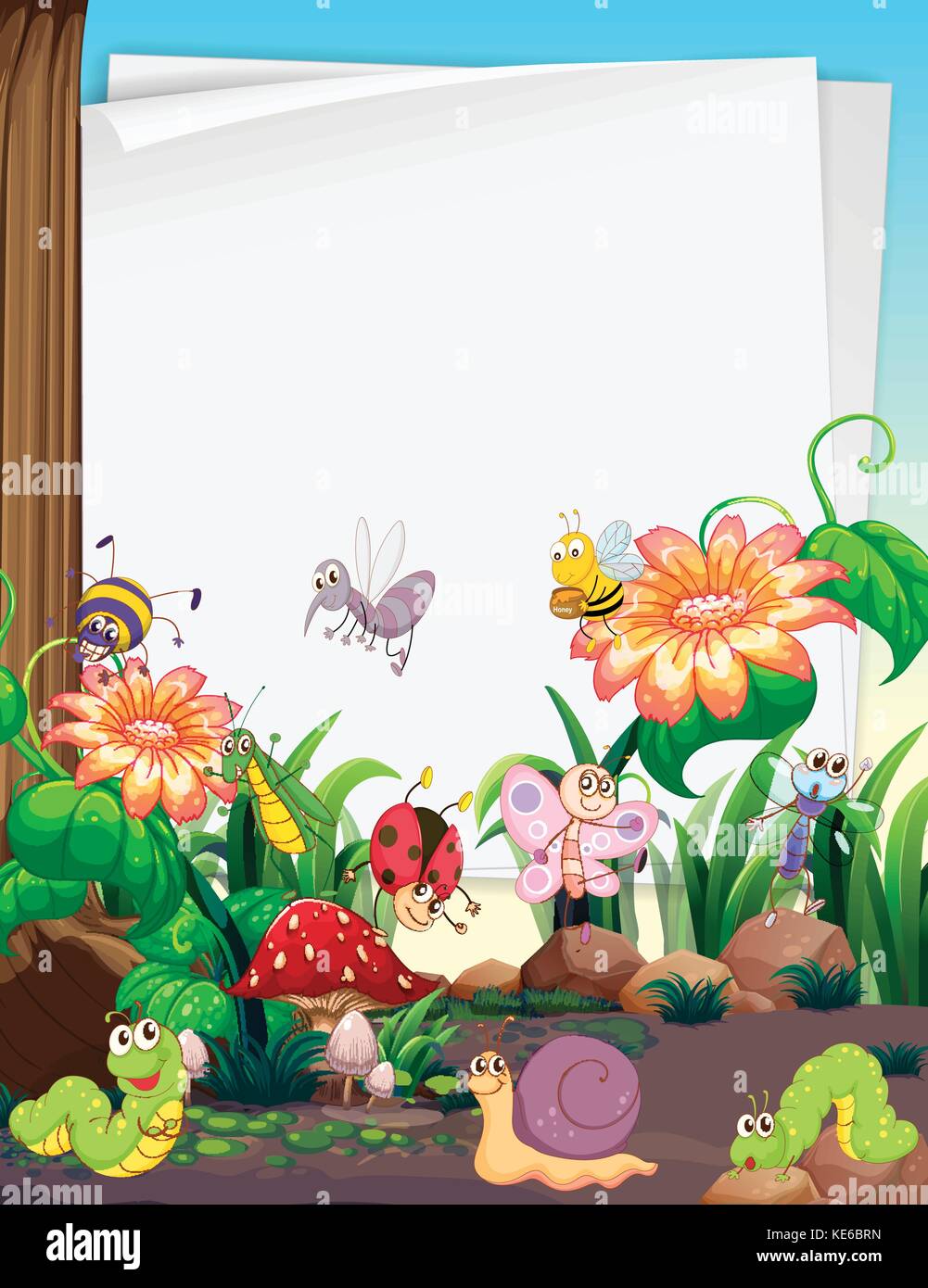 Paper design with insects in the garden illustration Stock Vector Image ...