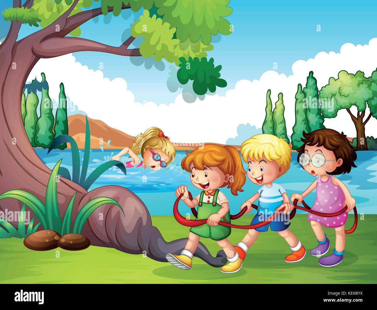 Drawing Of Kids Playing In The Park