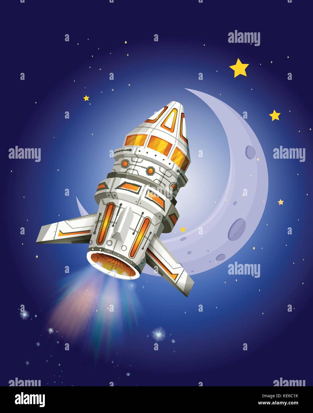 Spaceship flying in the space illustration Stock Vector Image & Art - Alamy