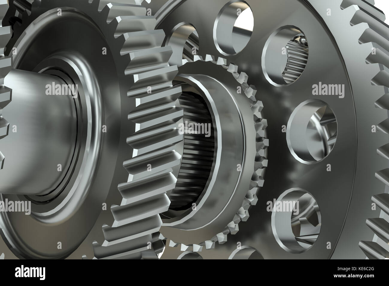 Large cog wheels in the motor. 3d illustration Stock Photo - Alamy