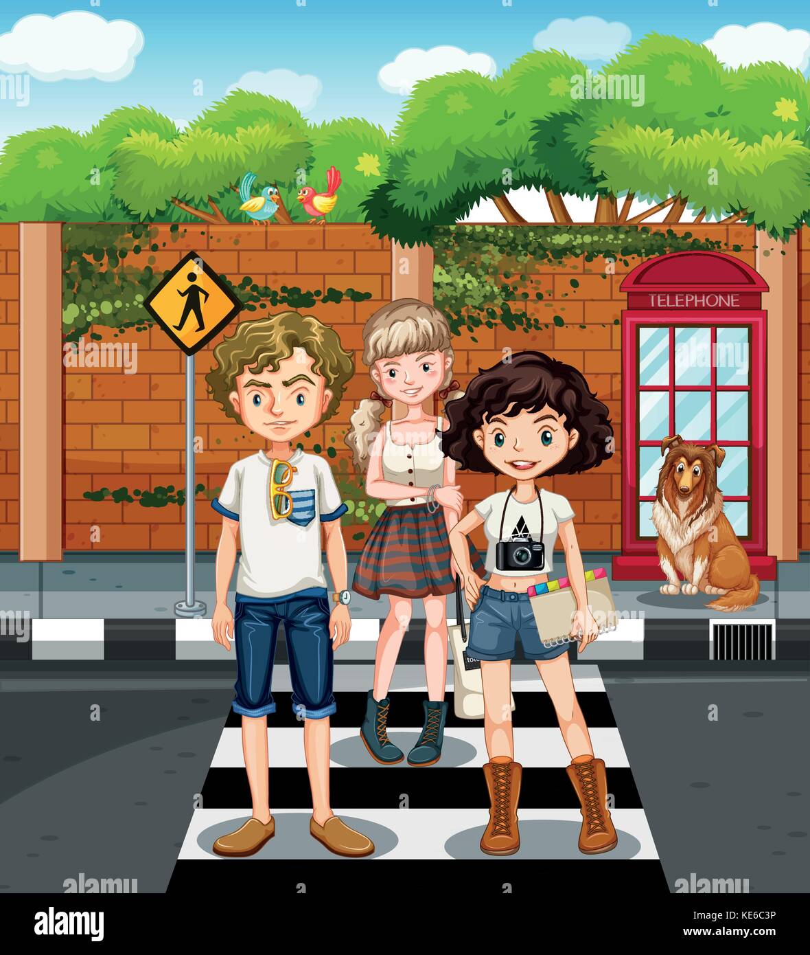 Teenagers zebra crossing Stock Vector Images - Alamy