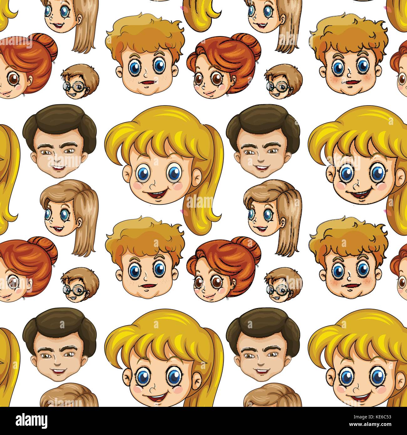 Seamless human head with happy face illustration Stock Vector Image ...
