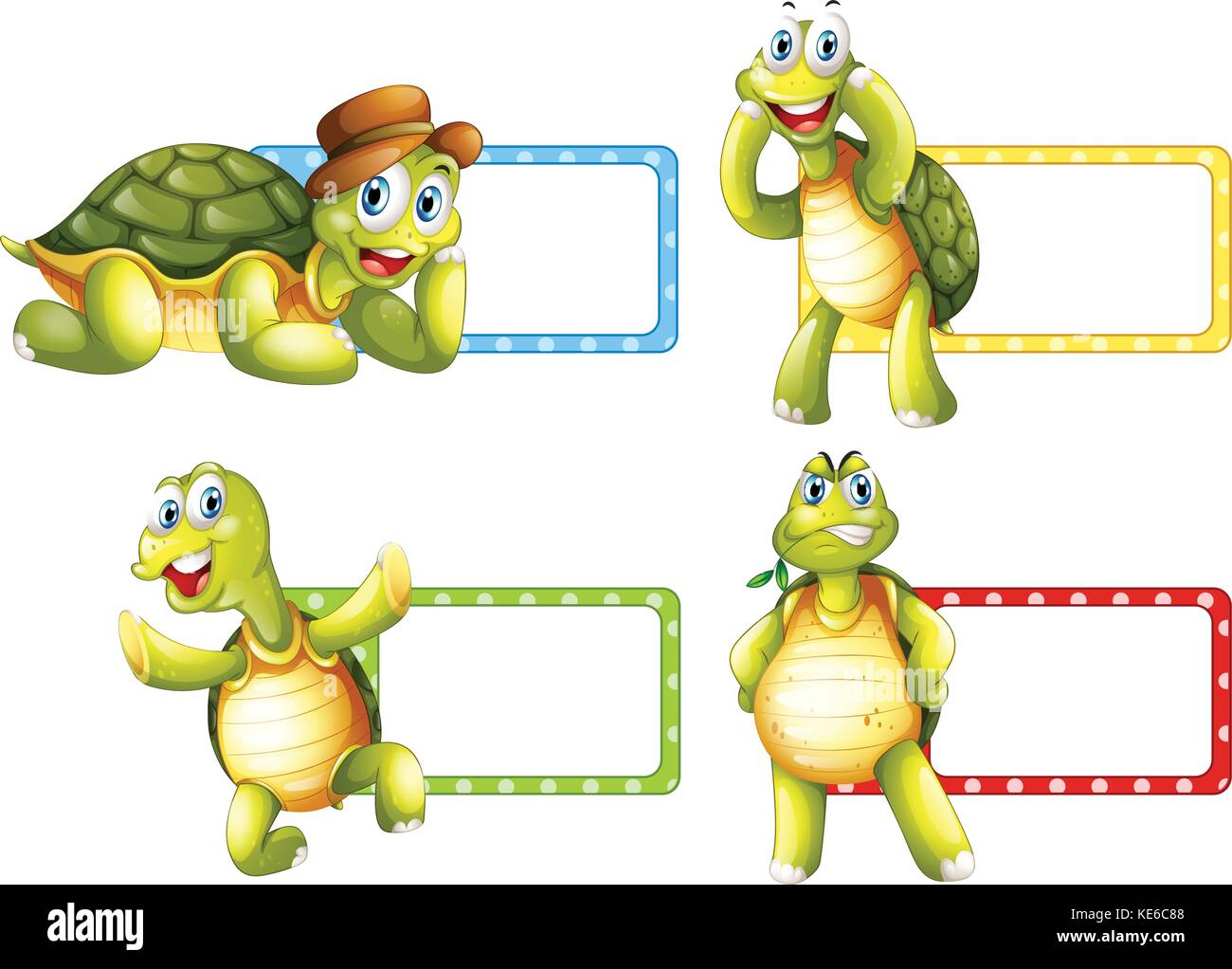 Lable design with green turtles illustration Stock Vector Image & Art ...