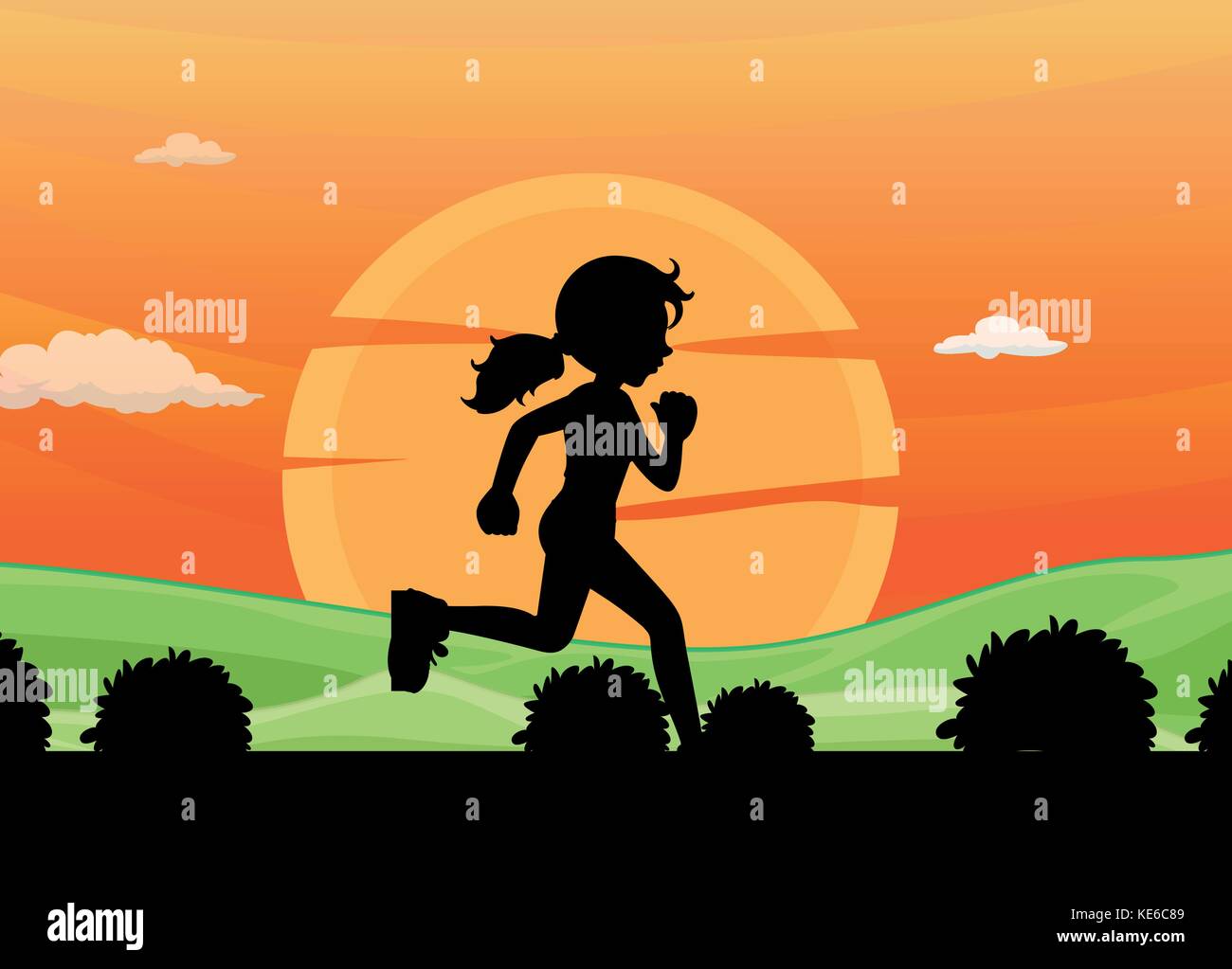 Silhouette girl running hi-res stock photography and images - Alamy