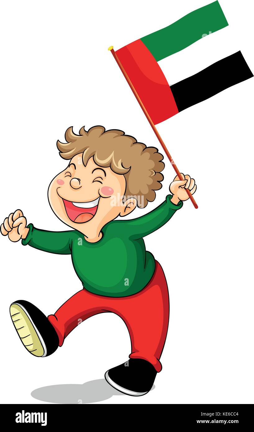 Arab Emirates flag and happy boy illustration Stock Vector Image & Art ...