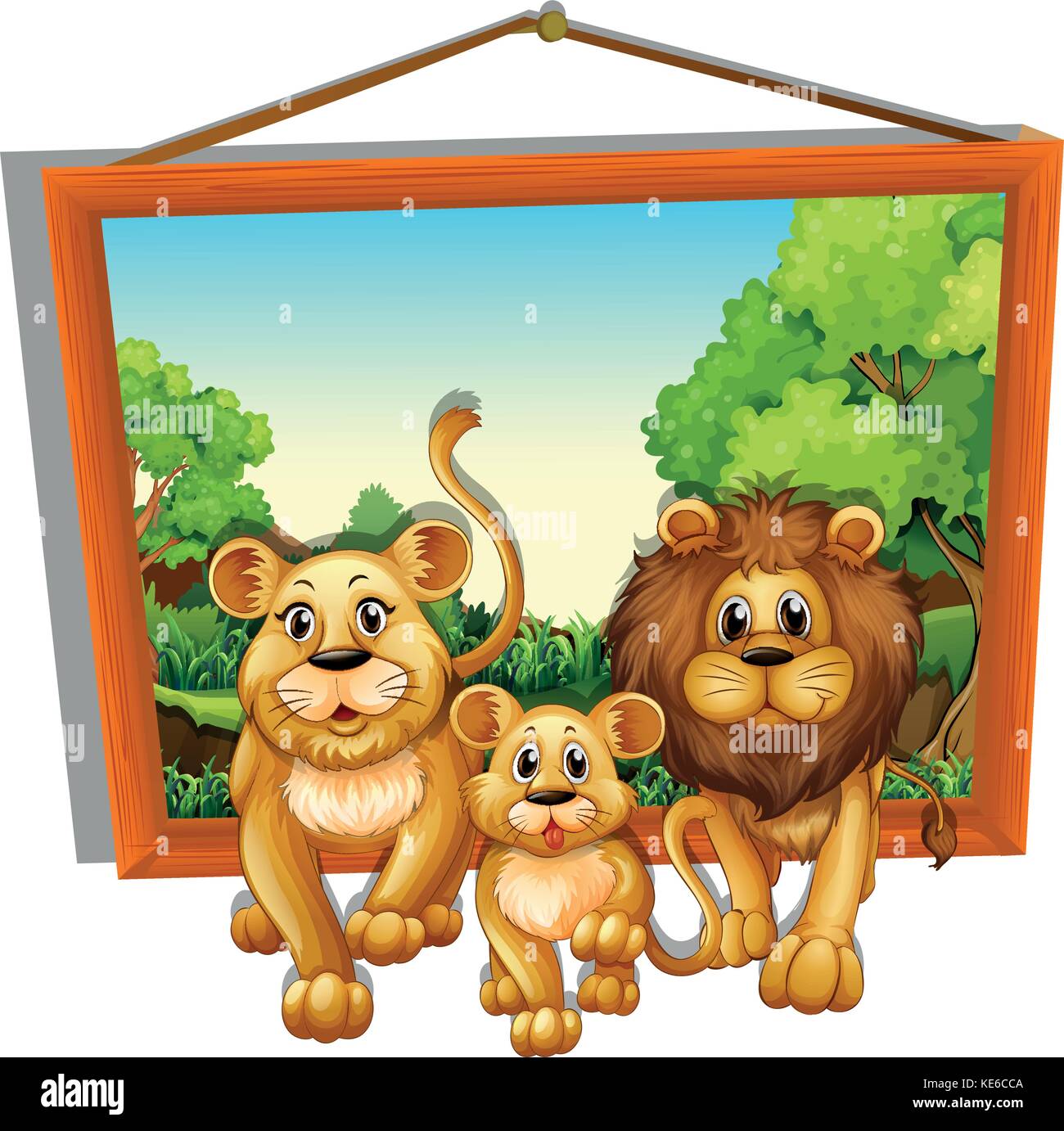 Photo frame of lion family illustration Stock Vector Image & Art - Alamy