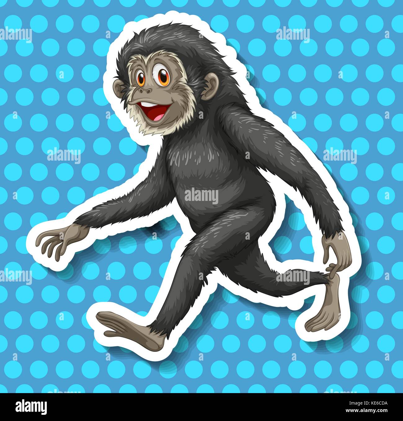Black monkey walking and smiling illustration Stock Vector Image & Art ...