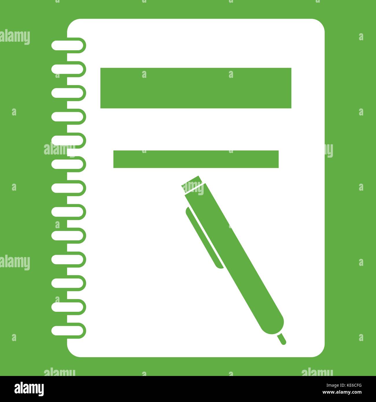 Closed spiral notebook and pen icon green Stock Vector Image & Art - Alamy