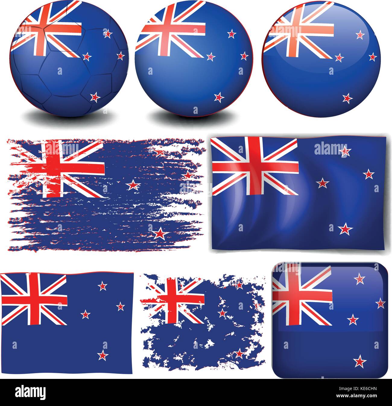New Zealand flag in different designs illustration Stock Vector Image ...