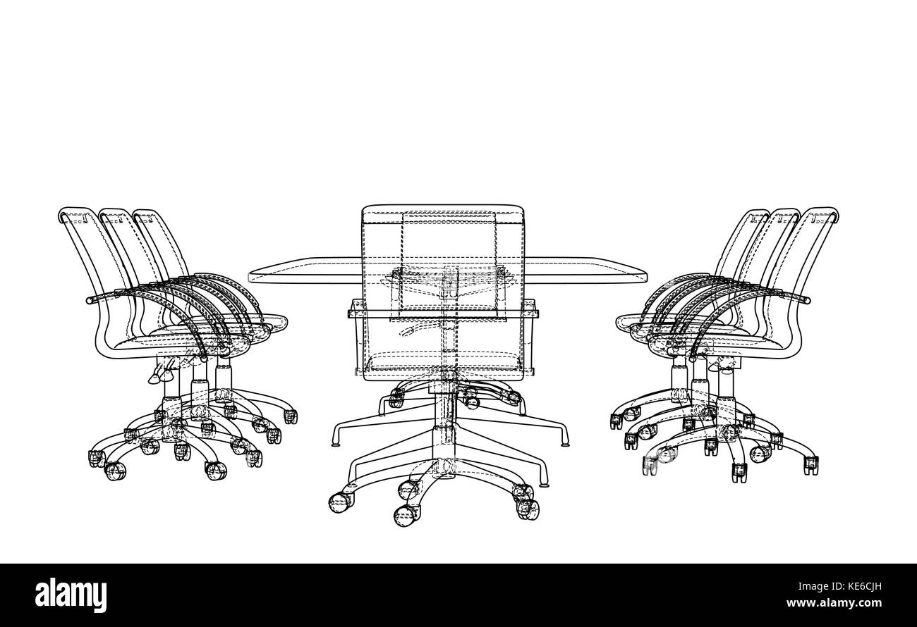 Conference table with chairs in sketch style Stock Vector Image & Art ...