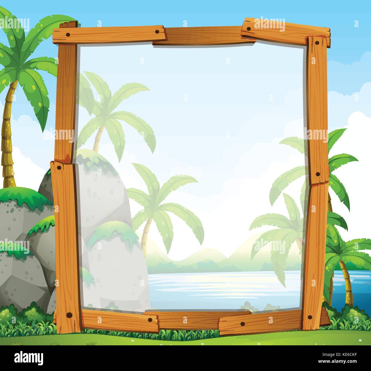 Border design river scene illustration hi-res stock photography and ...