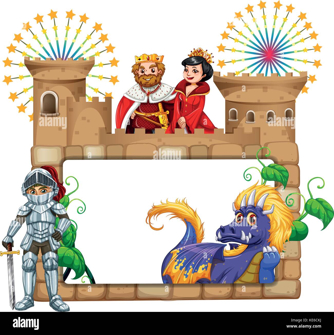 Frame design with fairytales characters illustration Stock Vector Image ...