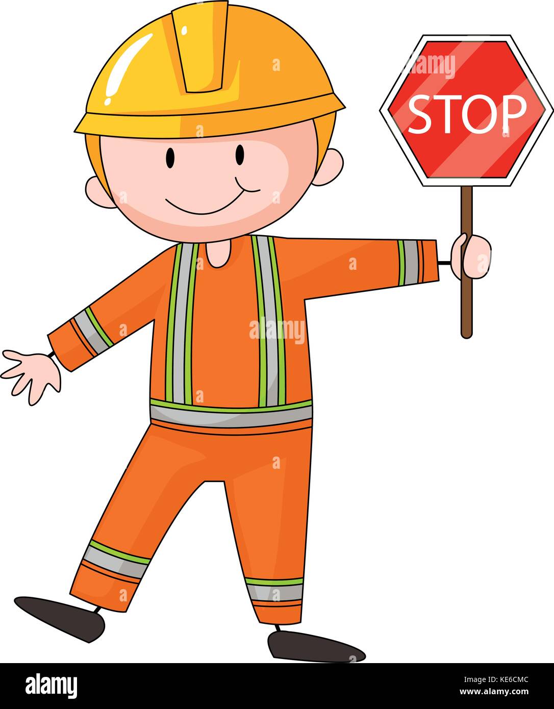 Construction worker holding stop sign illustration Stock Vector Image ... Construction worker holding stop sign illustration Stock Vector Image ...
