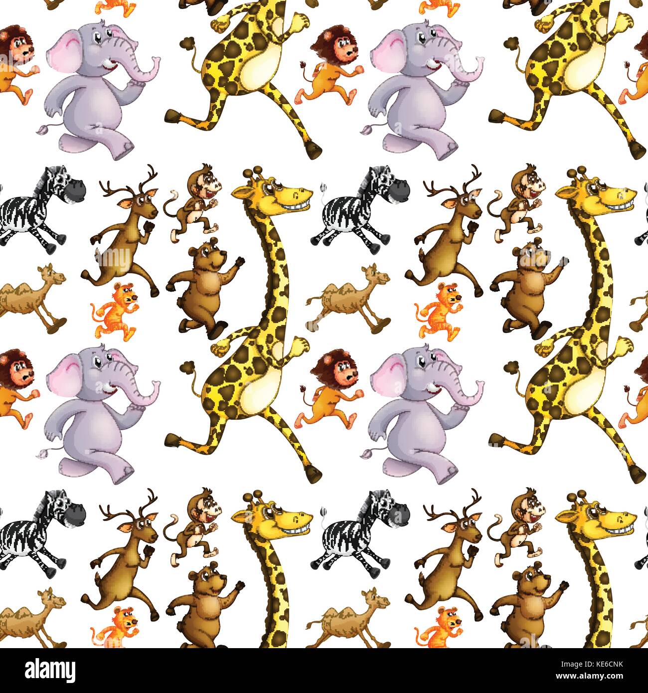 Seamless wild animals running illustration Stock Vector Image & Art - Alamy