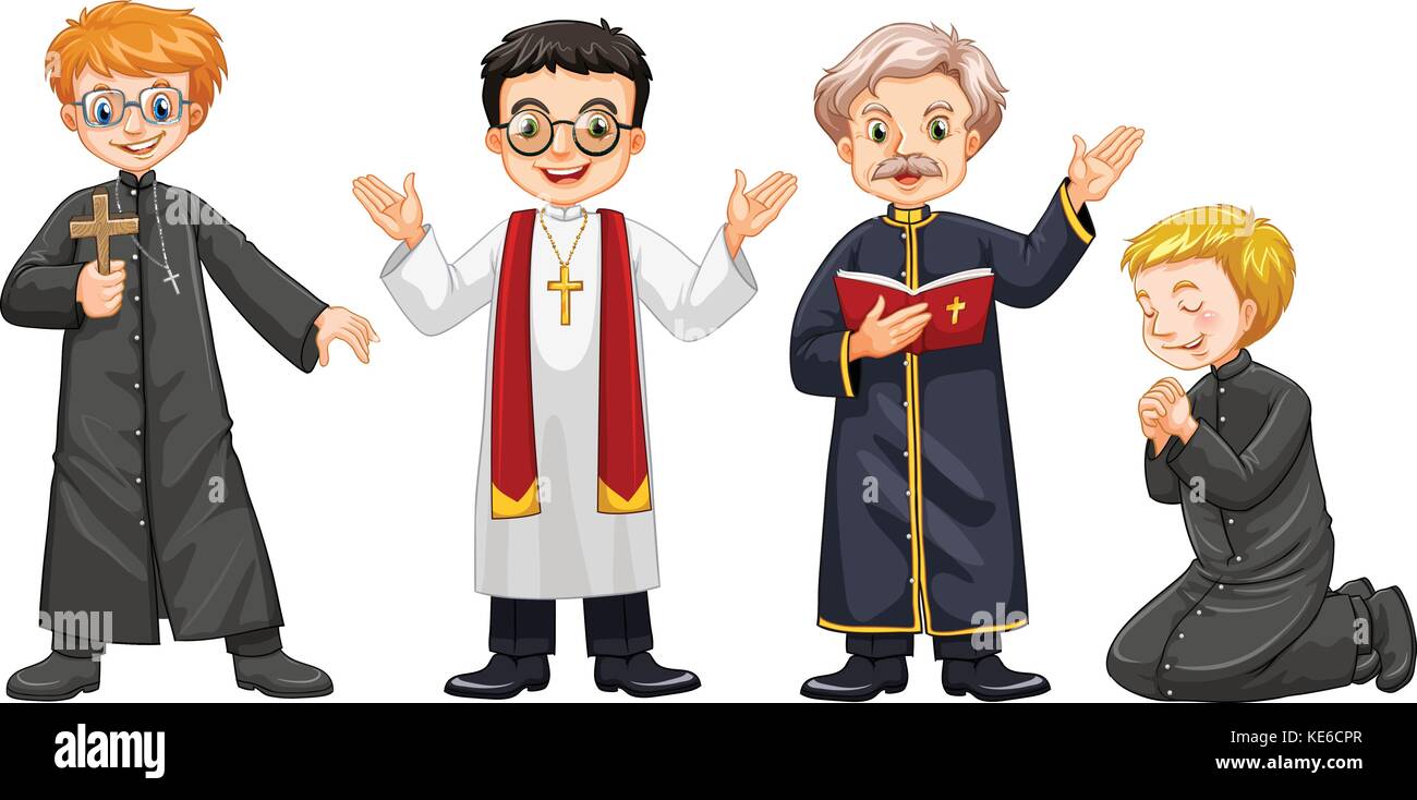 Four characters of priests illustration Stock Vector Image & Art - Alamy