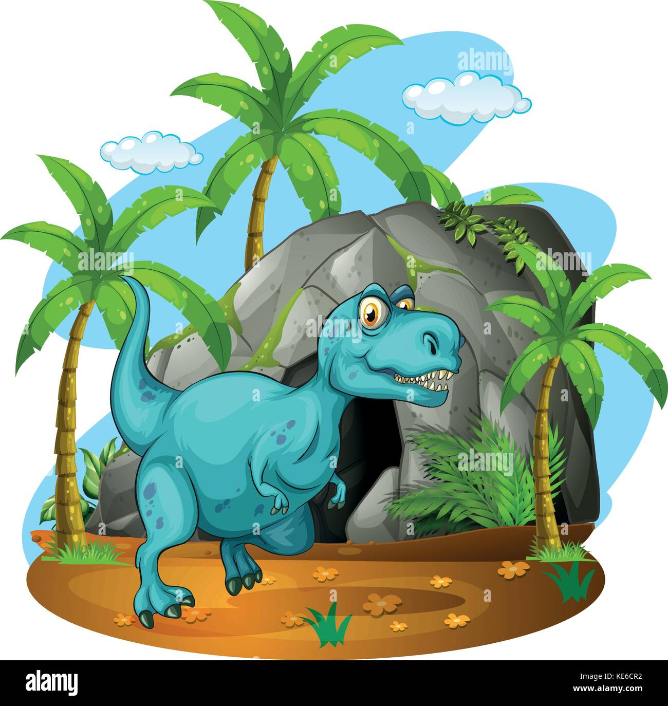 Dinosaur in front of the cave illustration Stock Vector Image & Art - Alamy