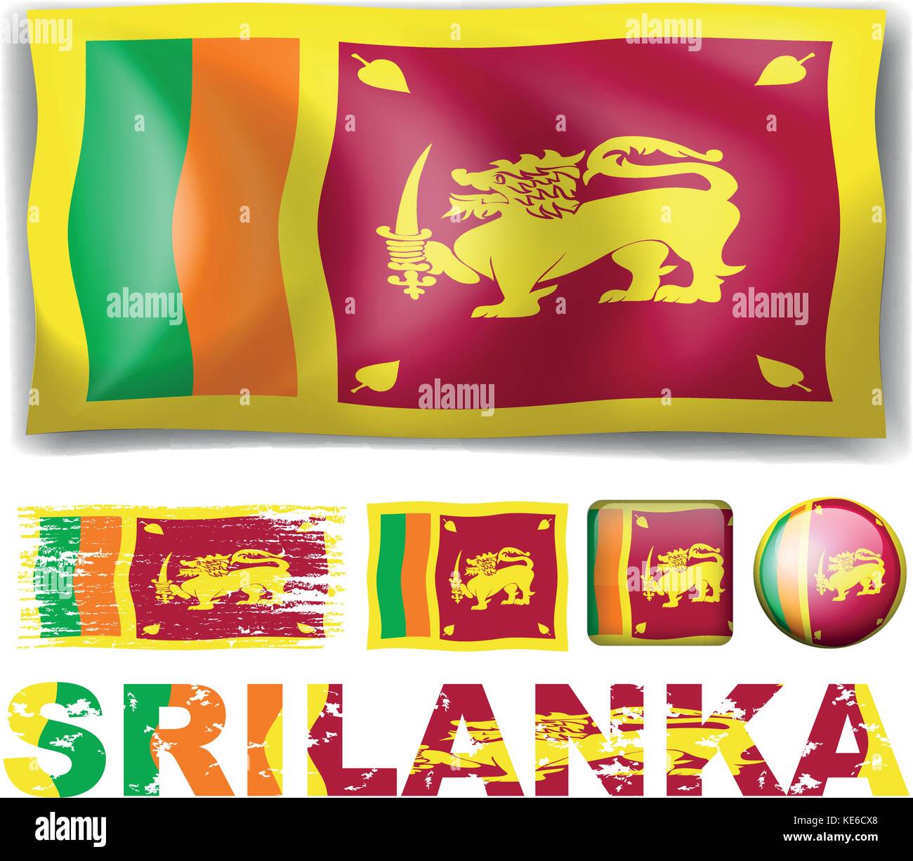 Sri Lanka flag in different designs illustration Stock Vector Image ...