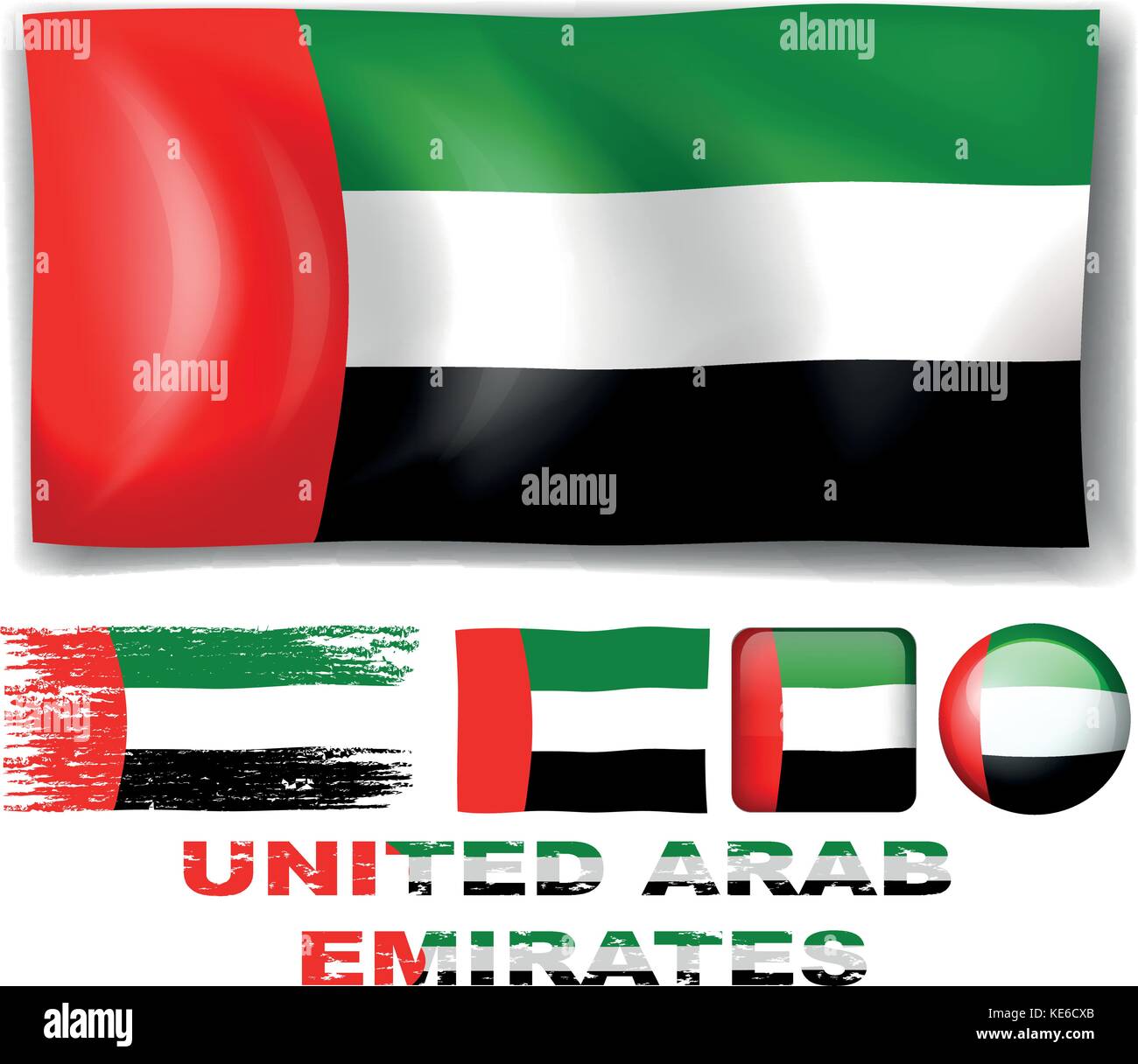 United Arab Emirates flag in different designs illustration Stock ...