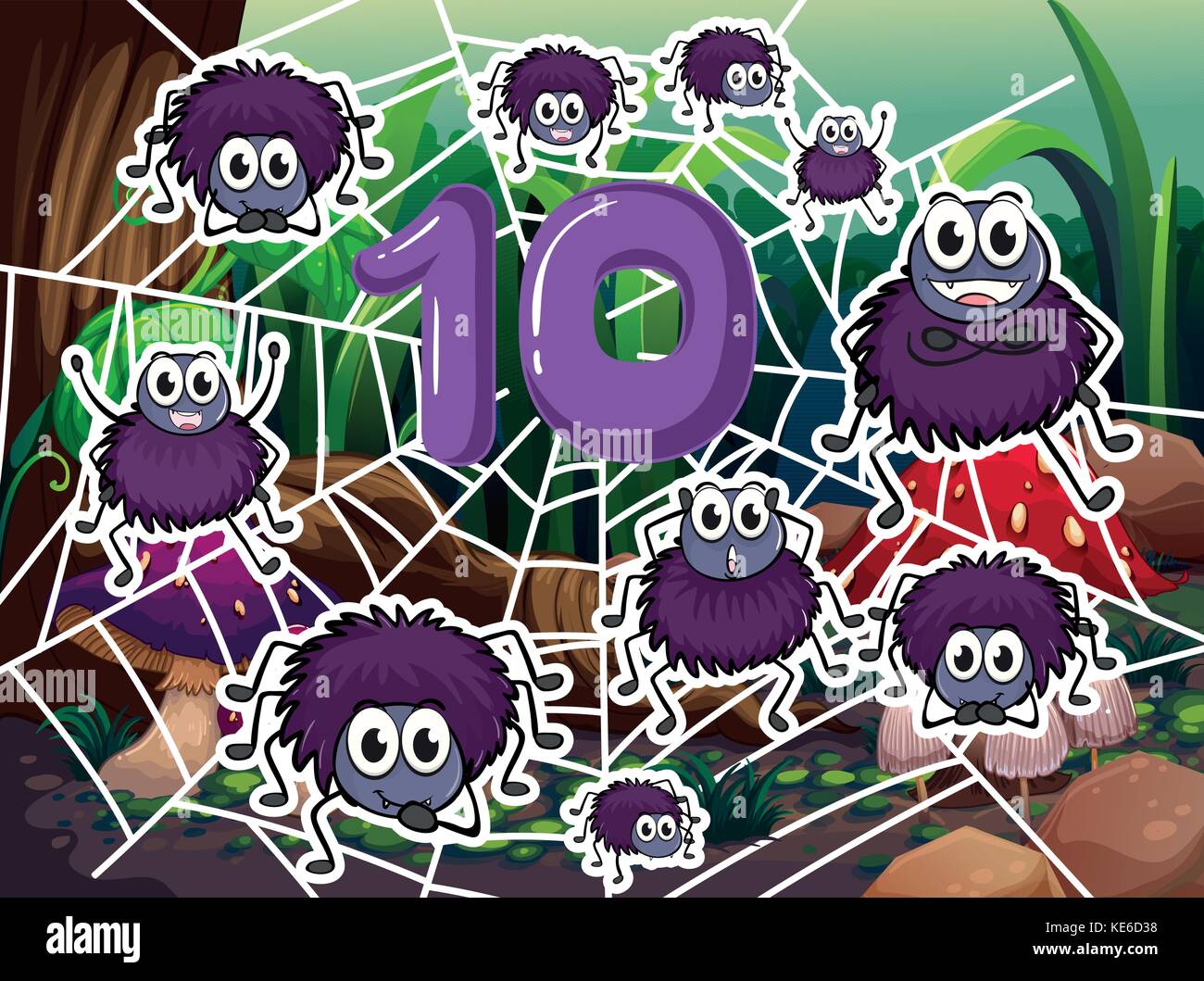 Ten spiders around number ten illustration Stock Vector Image & Art - Alamy