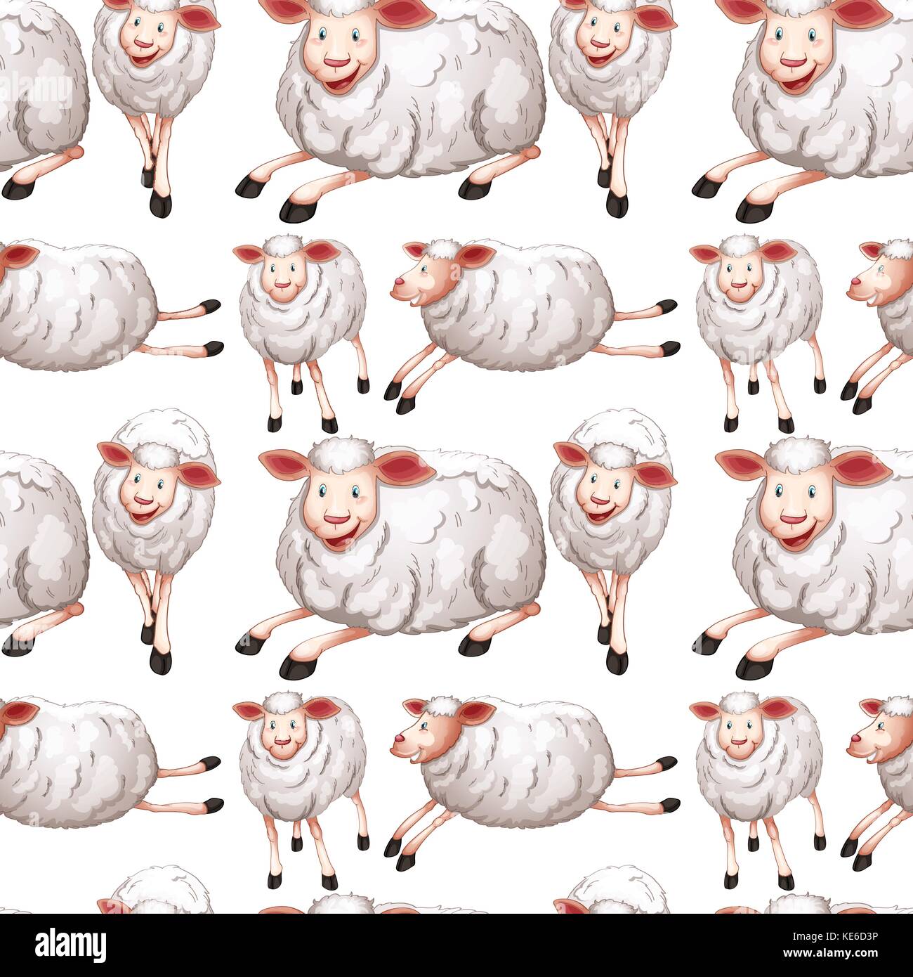 Seamless sheep with happy face illustration Stock Vector Image & Art ...