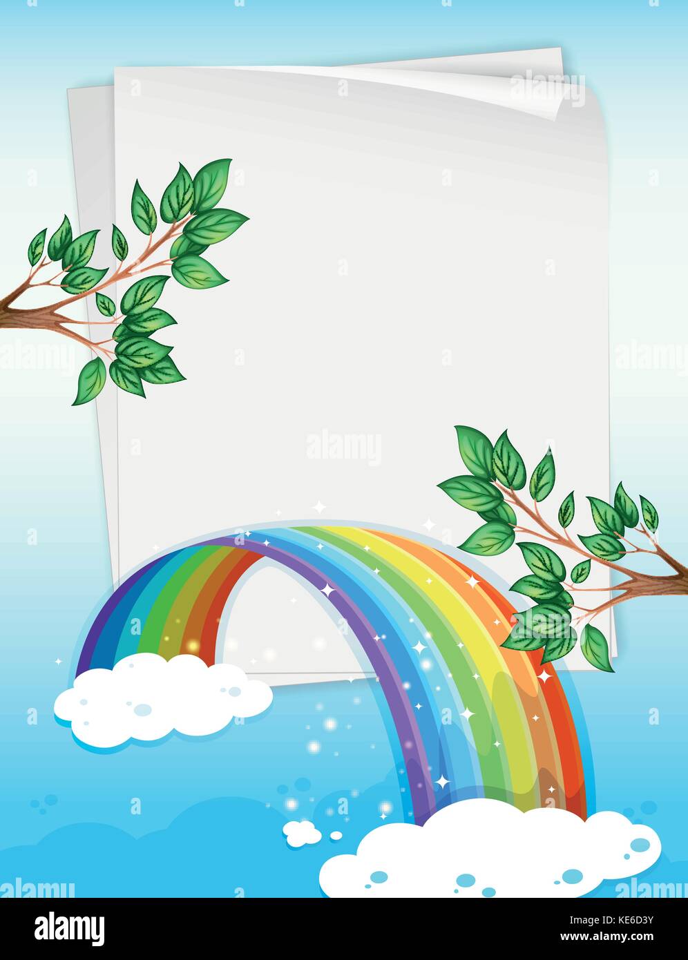 Paper design with rainbow and branches illustration Stock Vector Image ...
