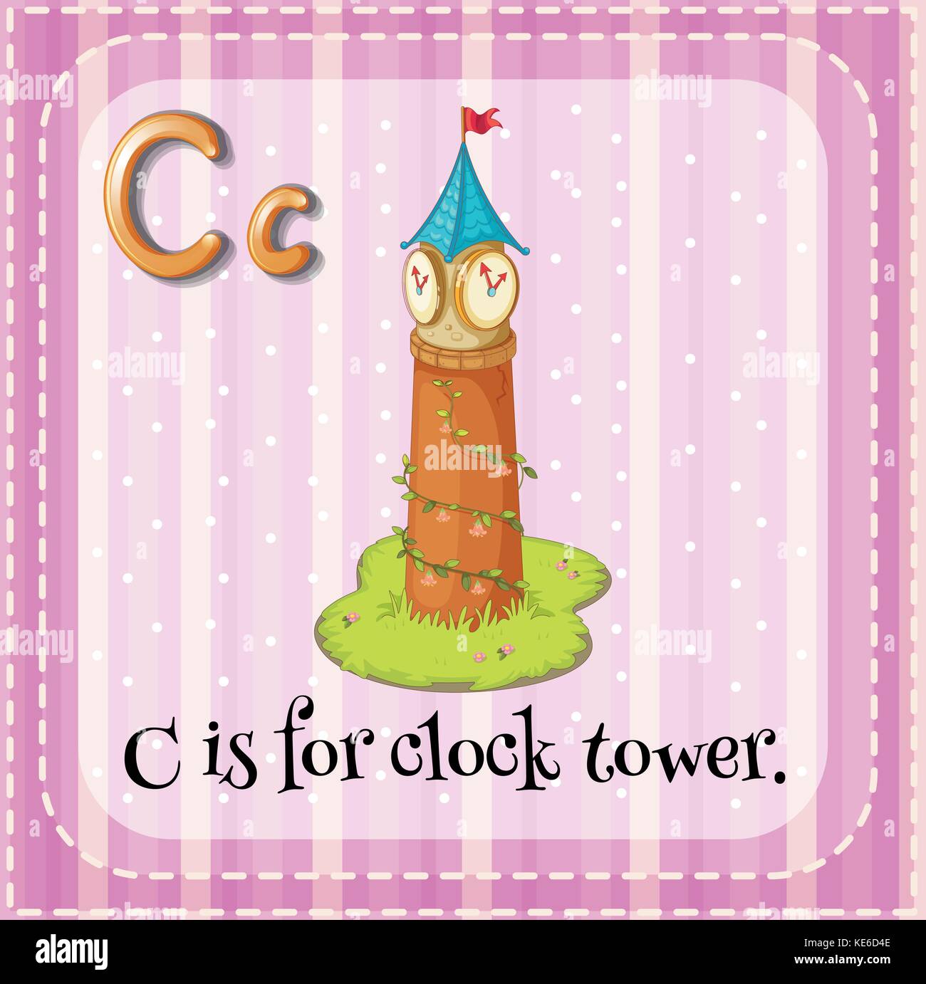Flashcard C is for clock tower illustration Stock Vector Image & Art ...