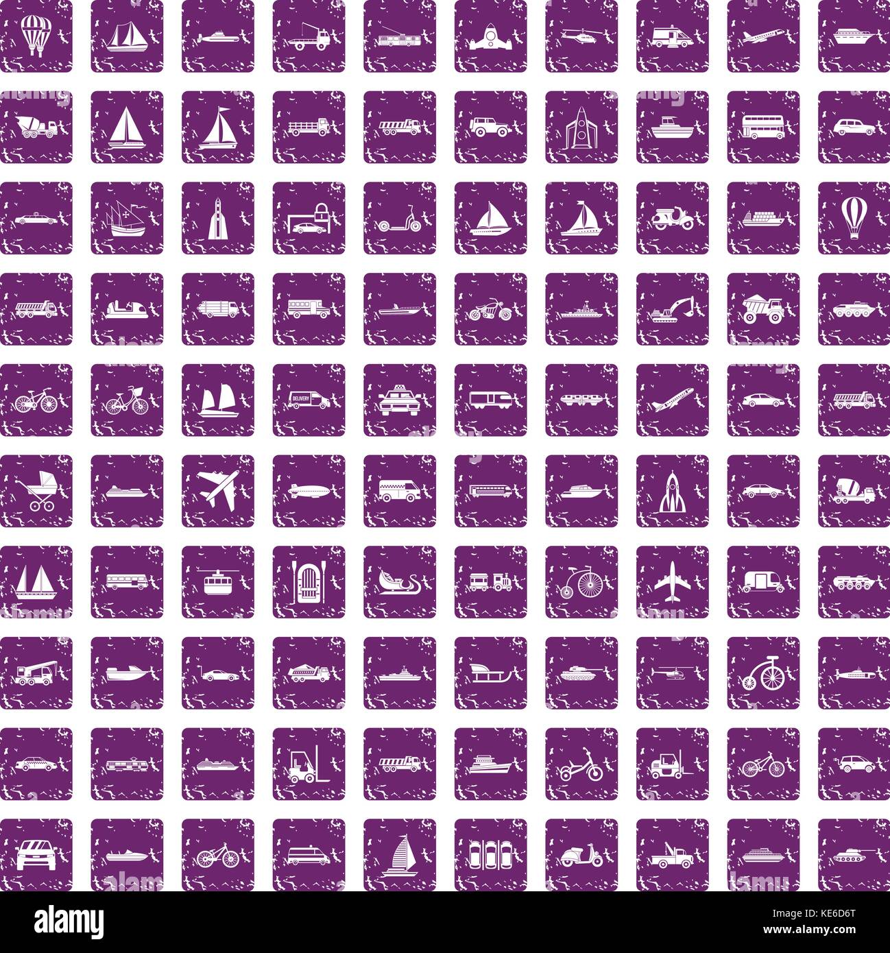 100 transportation icons set grunge purple Stock Vector Image & Art - Alamy