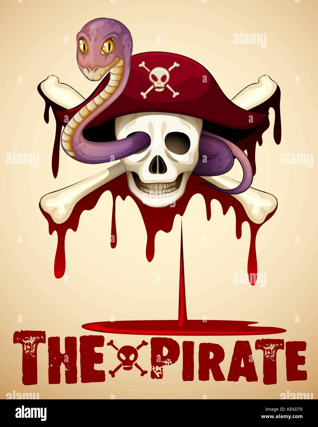 Pirate theme with skull and snake illustration Stock Vector Image & Art ...