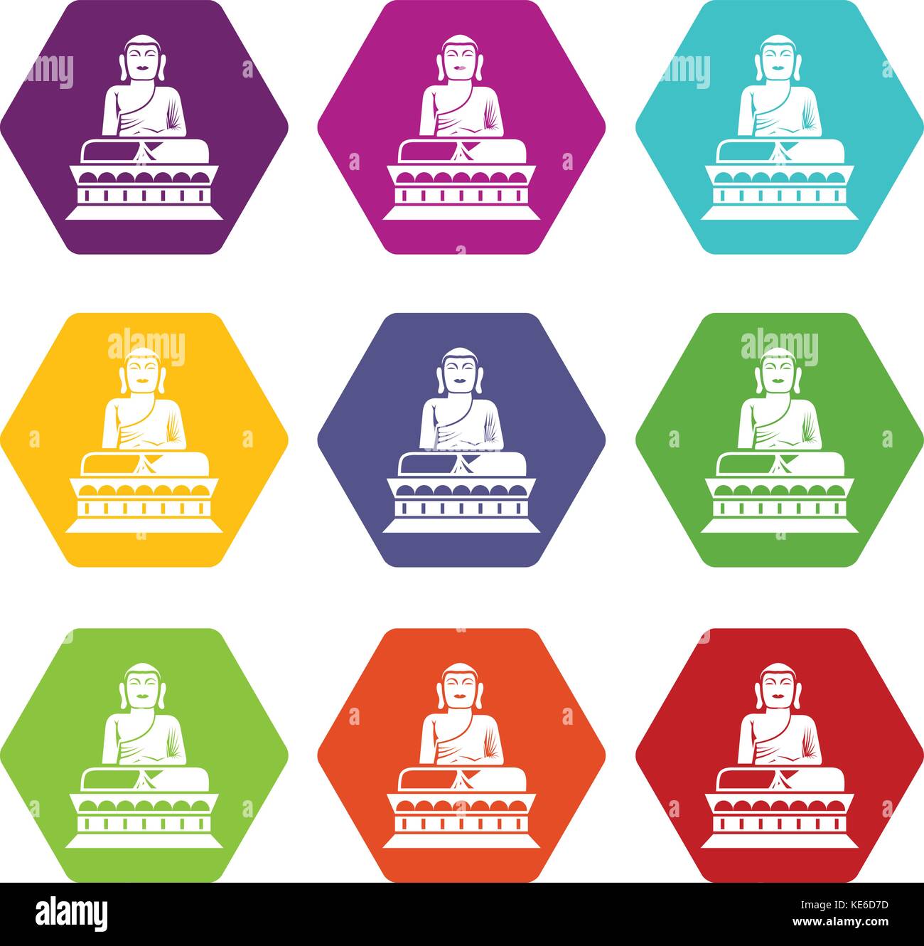 Buddha statue icon set color hexahedron Stock Vector Image & Art - Alamy
