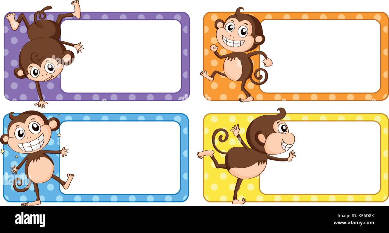 Square labels with monkeys illustration Stock Vector Image & Art - Alamy