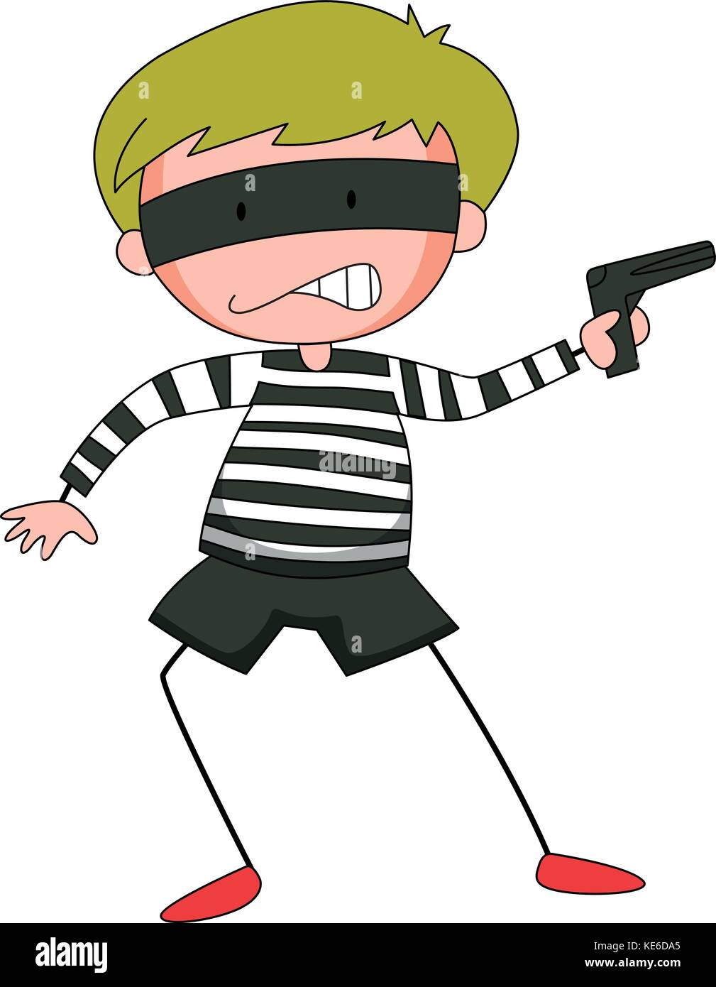 Robber with mask firing gun illustration Stock Vector Image & Art - Alamy