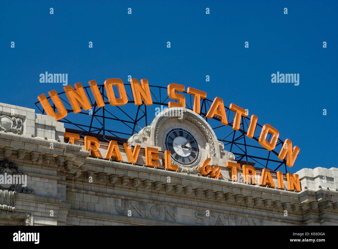 Neon sign at Union Station, Denver, Colorado, USA Stock Photo - Alamy