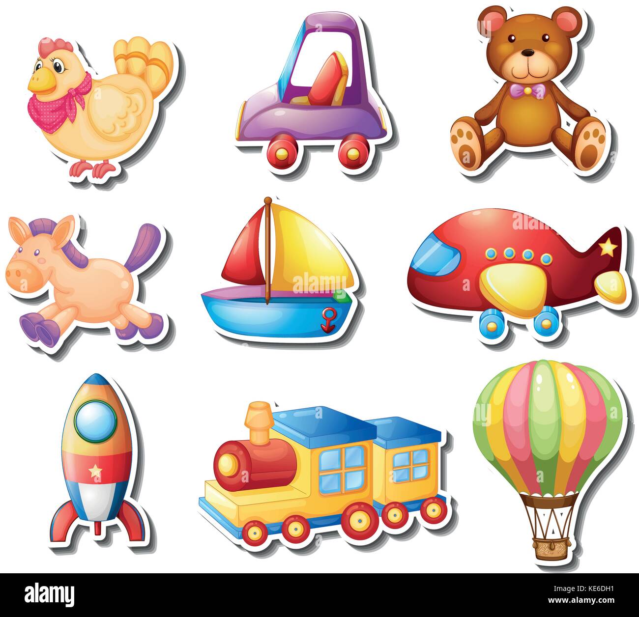 Stickers set with toys illustration Stock Vector Image & Art - Alamy